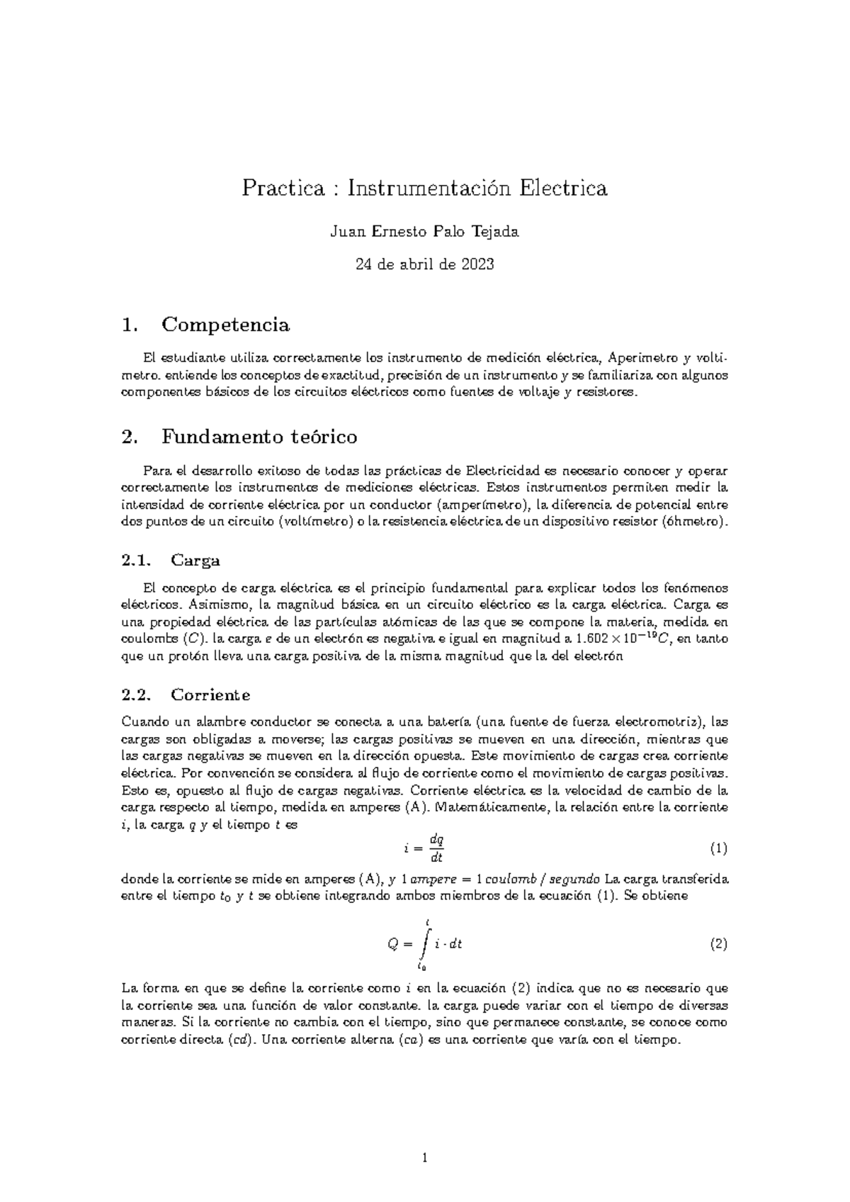 Guía de Práctica: Instrumentación Eléctrica - INSTR 5 - Studocu