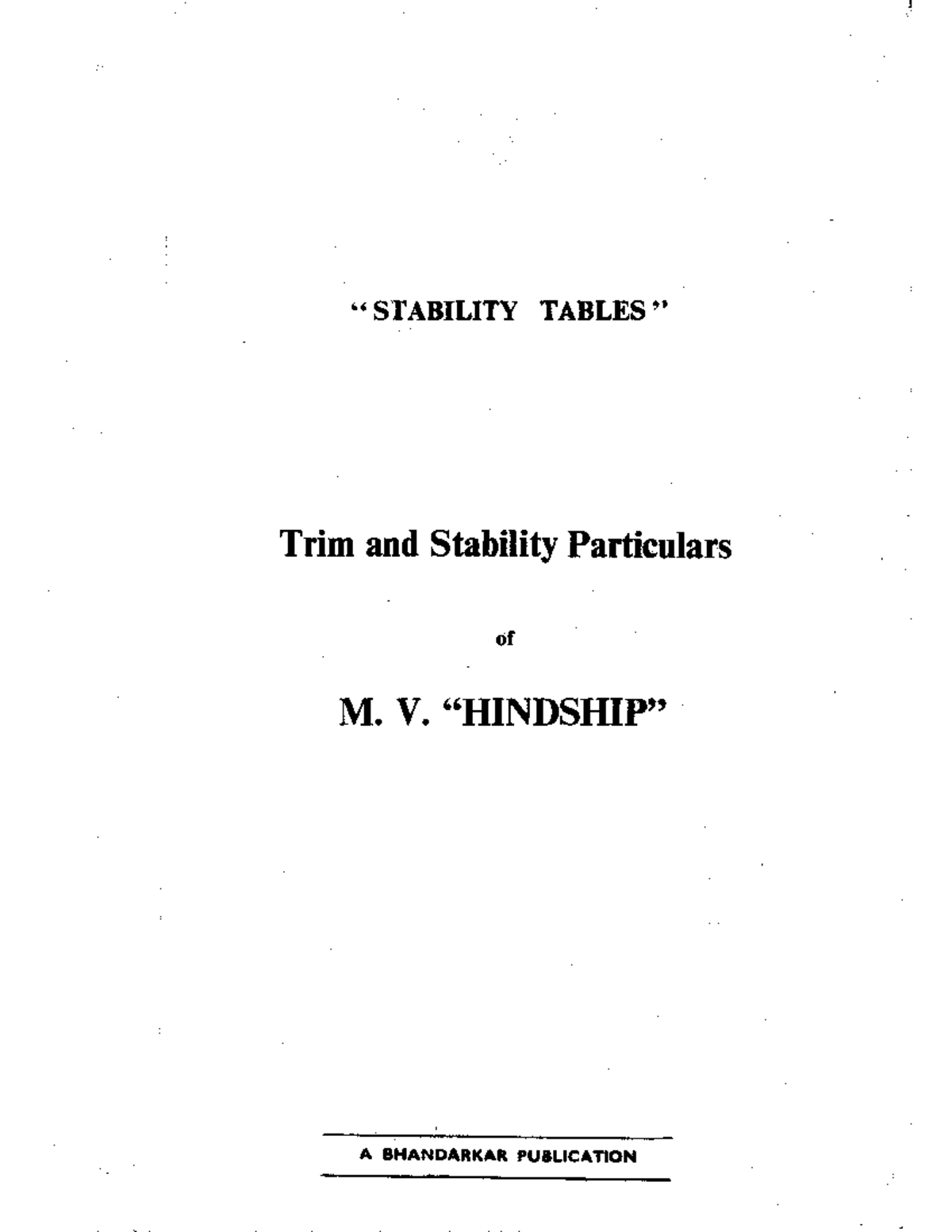 MV Hindship Stability & Trim Data Booklet - A Comprehensive Guide - Studocu