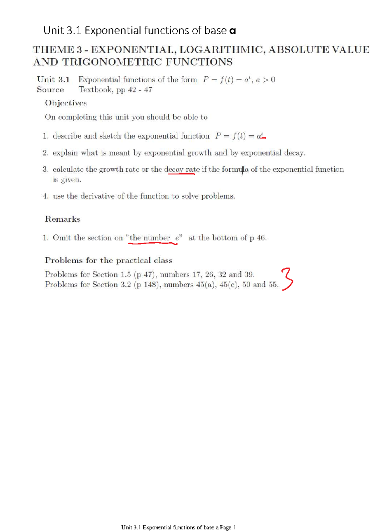 Unit 3.1 Exponential functions of base a annotation - WTW 134 - Unit 3 ...