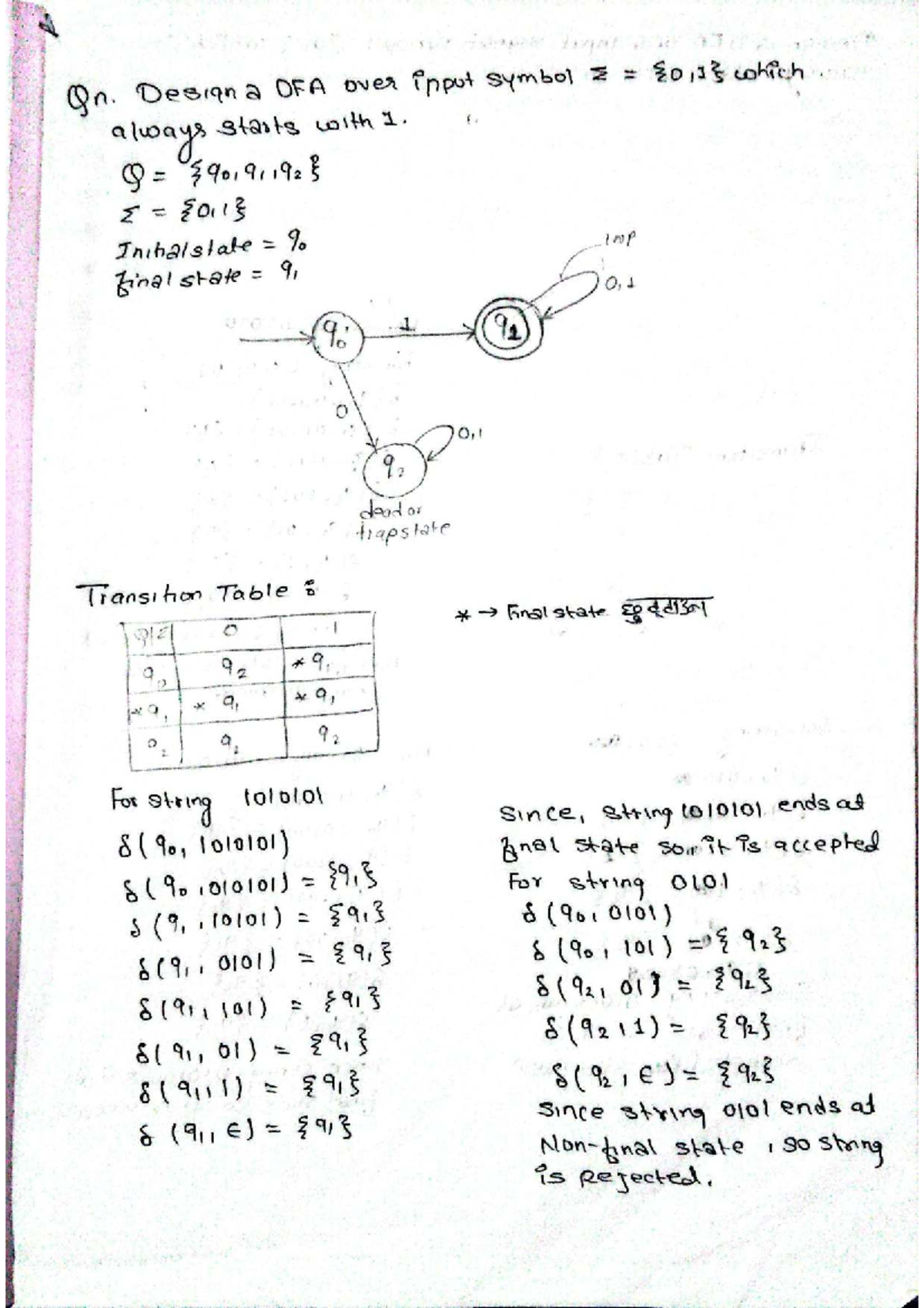 Designing DFAs for Input Symbols in Automata Theory (Course Code: TOC ...