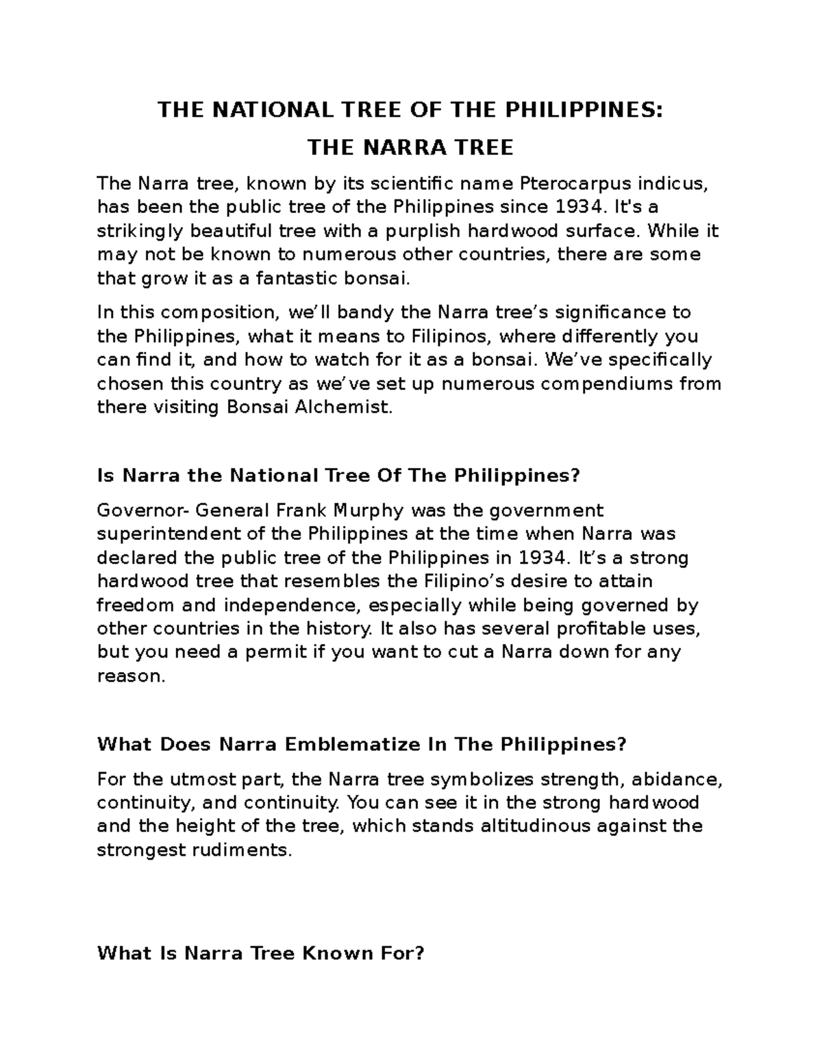 THE National TREE OF THE Philippines - THE NATIONAL TREE OF THE ...