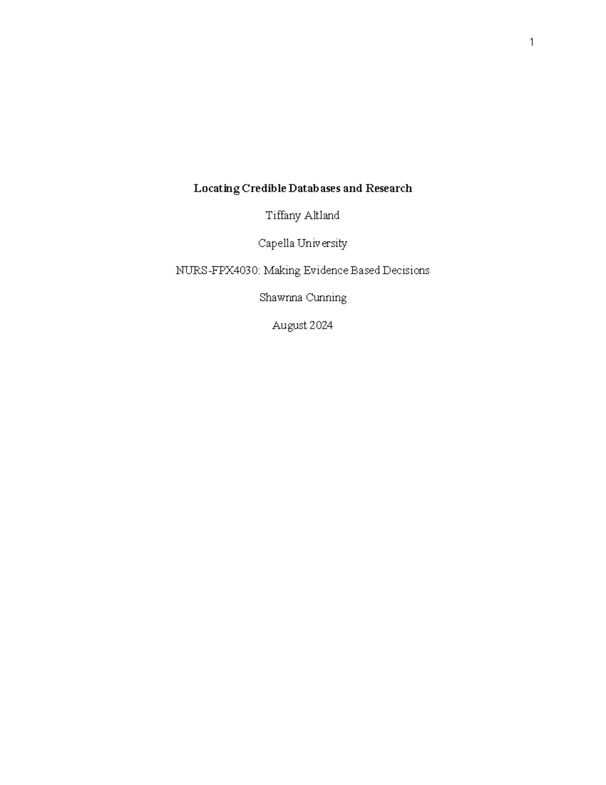 NURS-FPX4030 Assignment 1: Researching Pneumonia & EBP Strategies - Studocu
