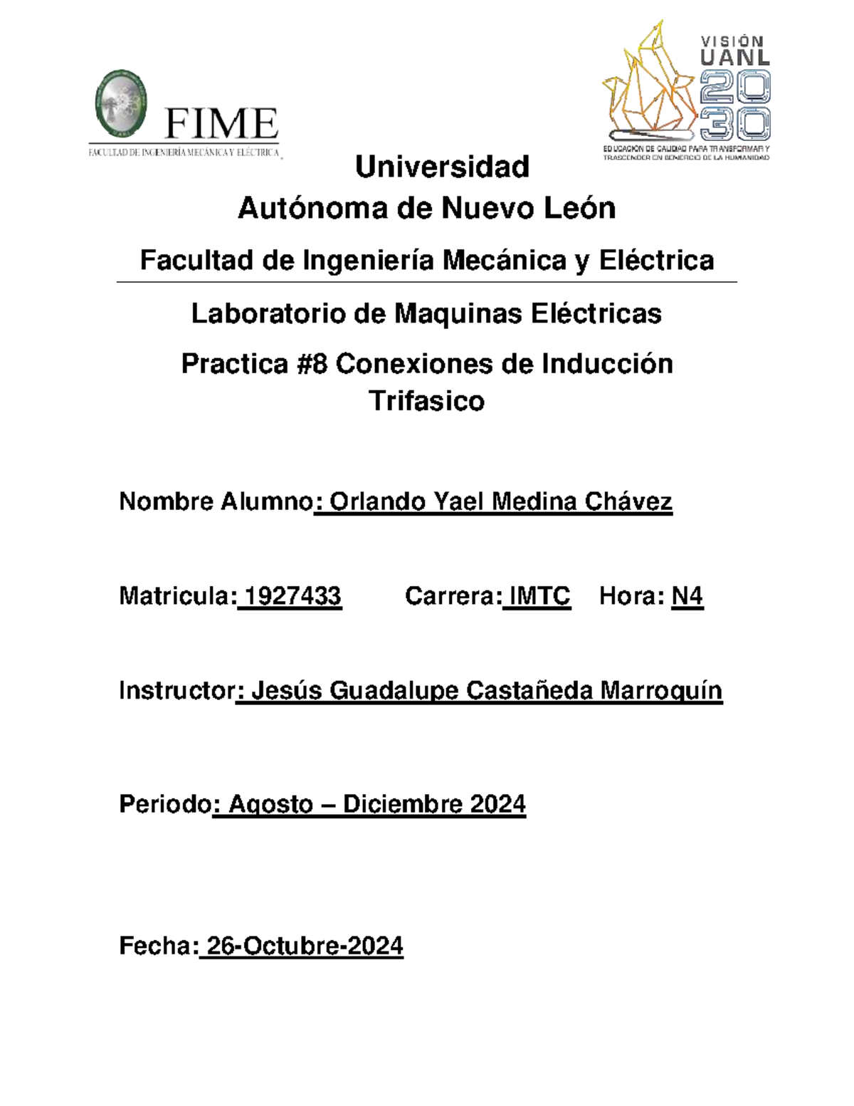 Practica 8 Maquinas Electricass - Máquinas Eléctricas Y Laboratorio - Universidad Autónoma de ...