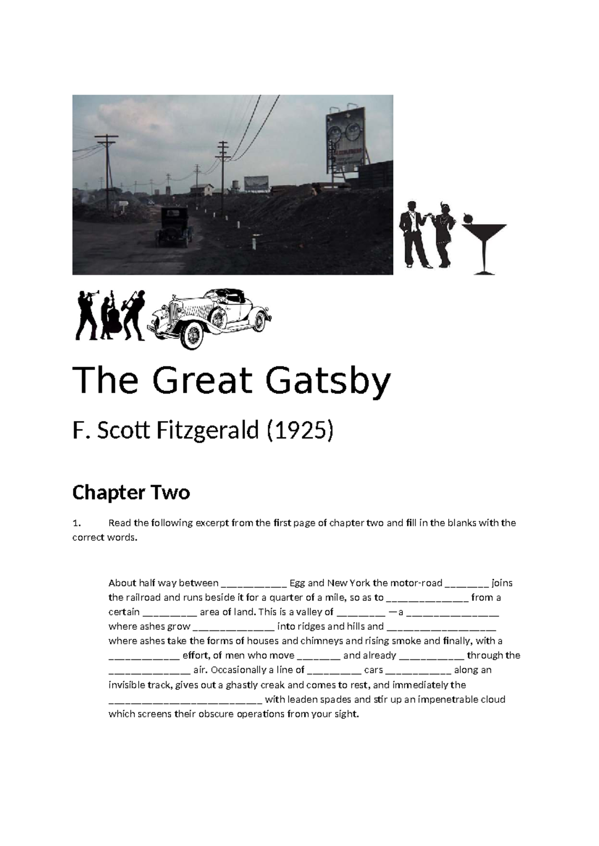 The Great Gatsby (ENG 101) Chapter 2 Comprehension Questions - Studocu