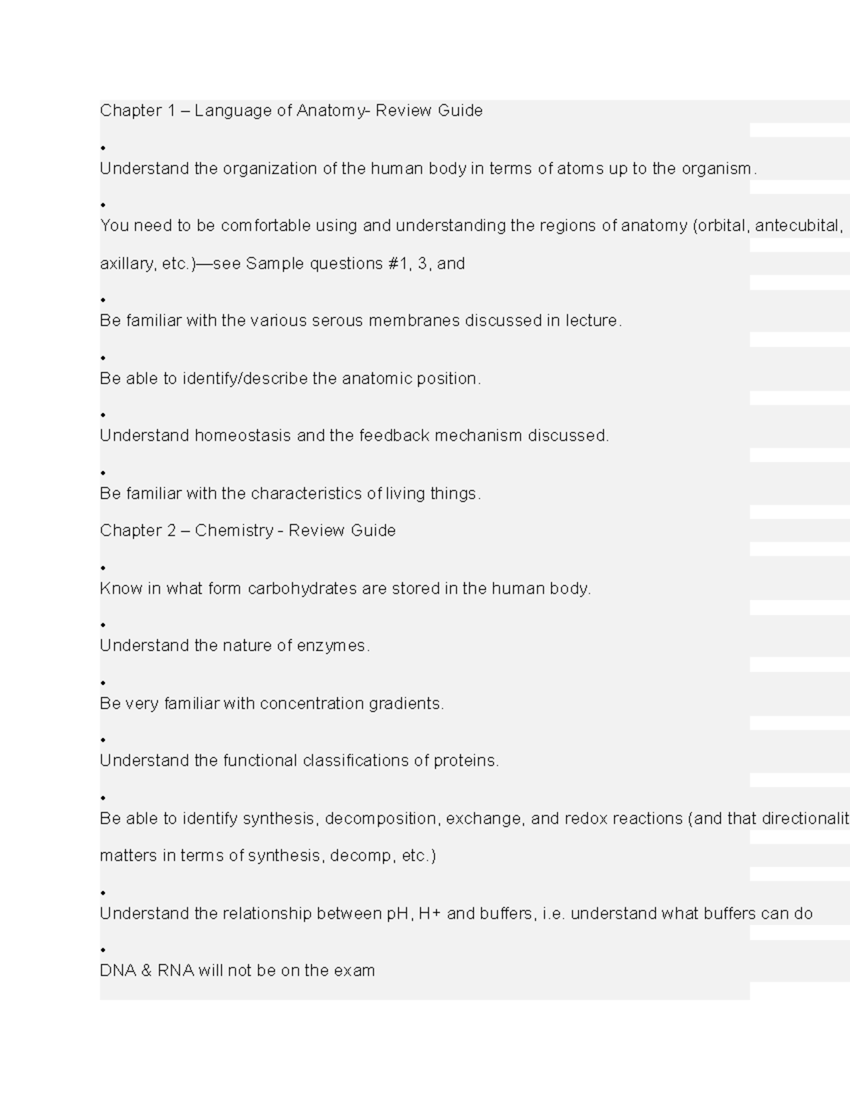 Chapter 1-3 Review Guide: Anatomy & Chemistry Concepts for Exam - Studocu