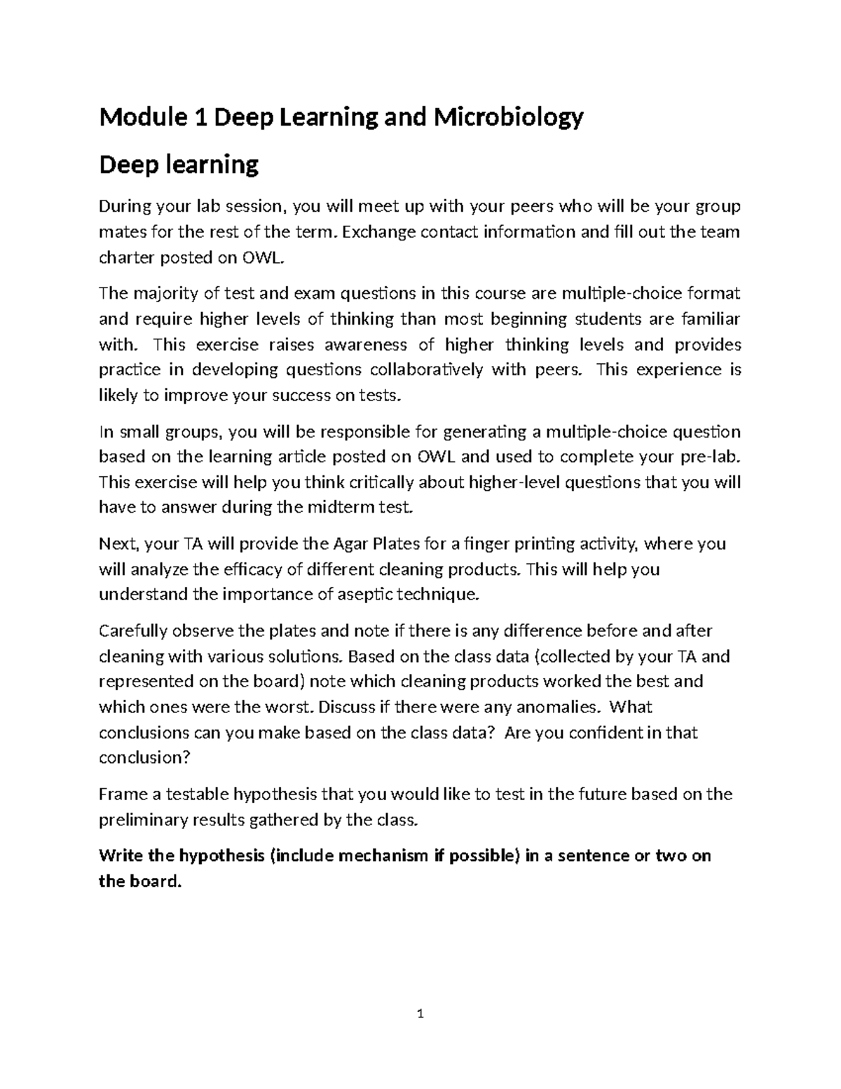 Module 1: Deep Learning & Microbiology Lab Notes - Studocu