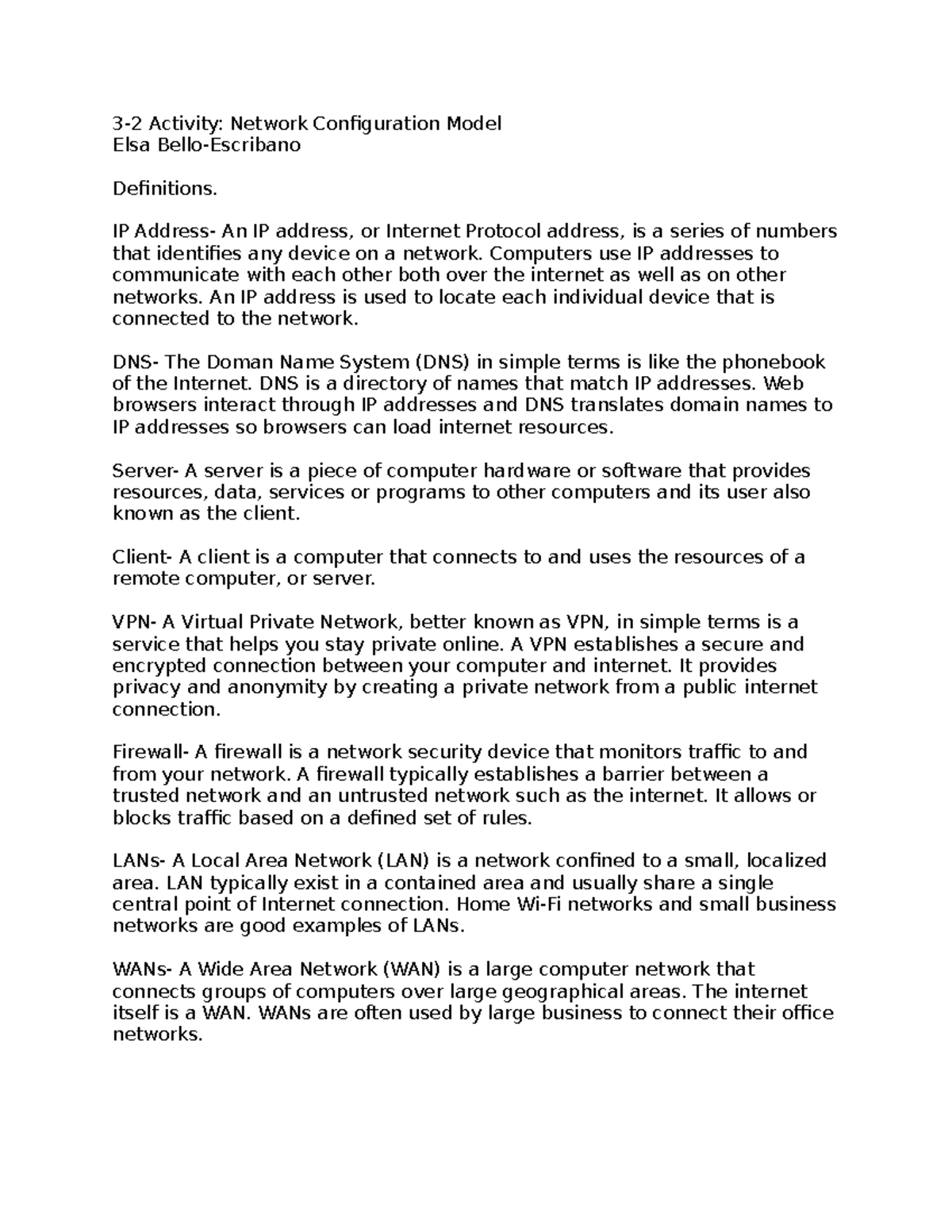 3-2 Activity- Network Configuration Model - IP Address- An IP address, or Internet Protocol ...