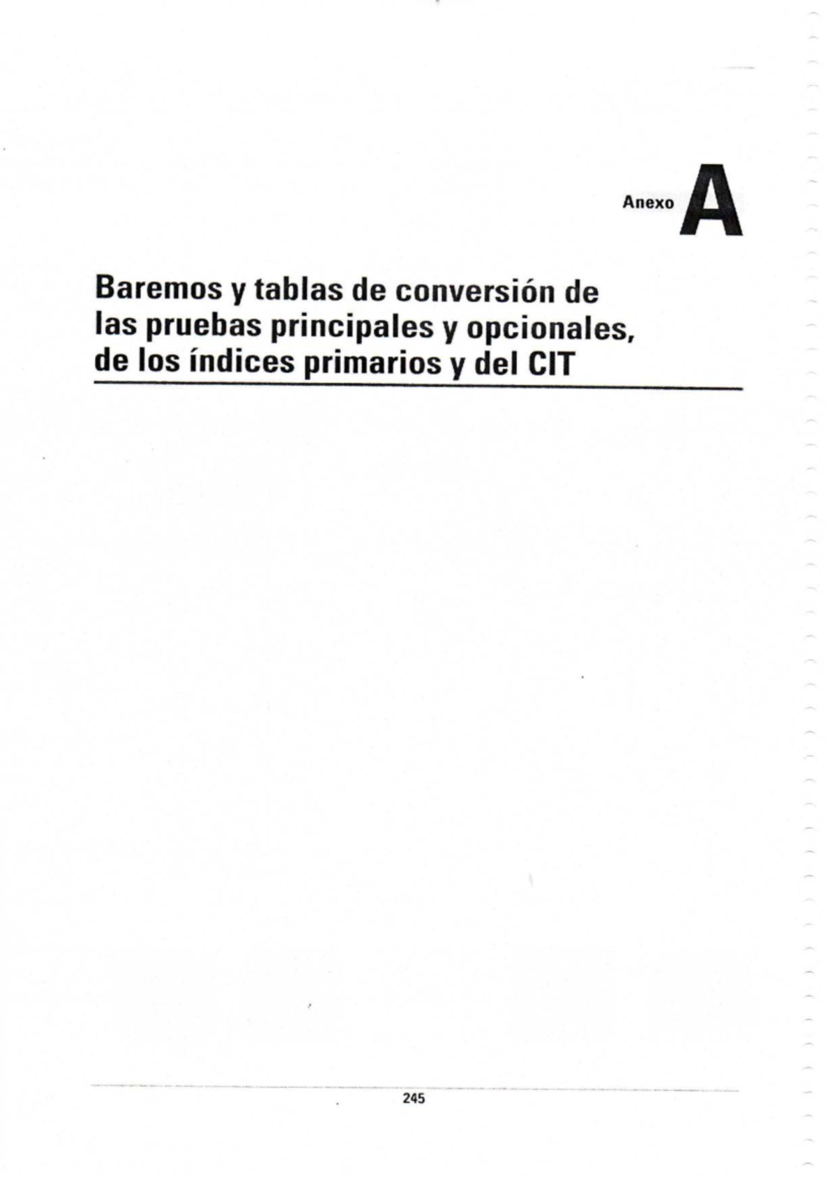 Manual WISC V - Anexo A: Baremos y Tablas de Conversión - Studocu