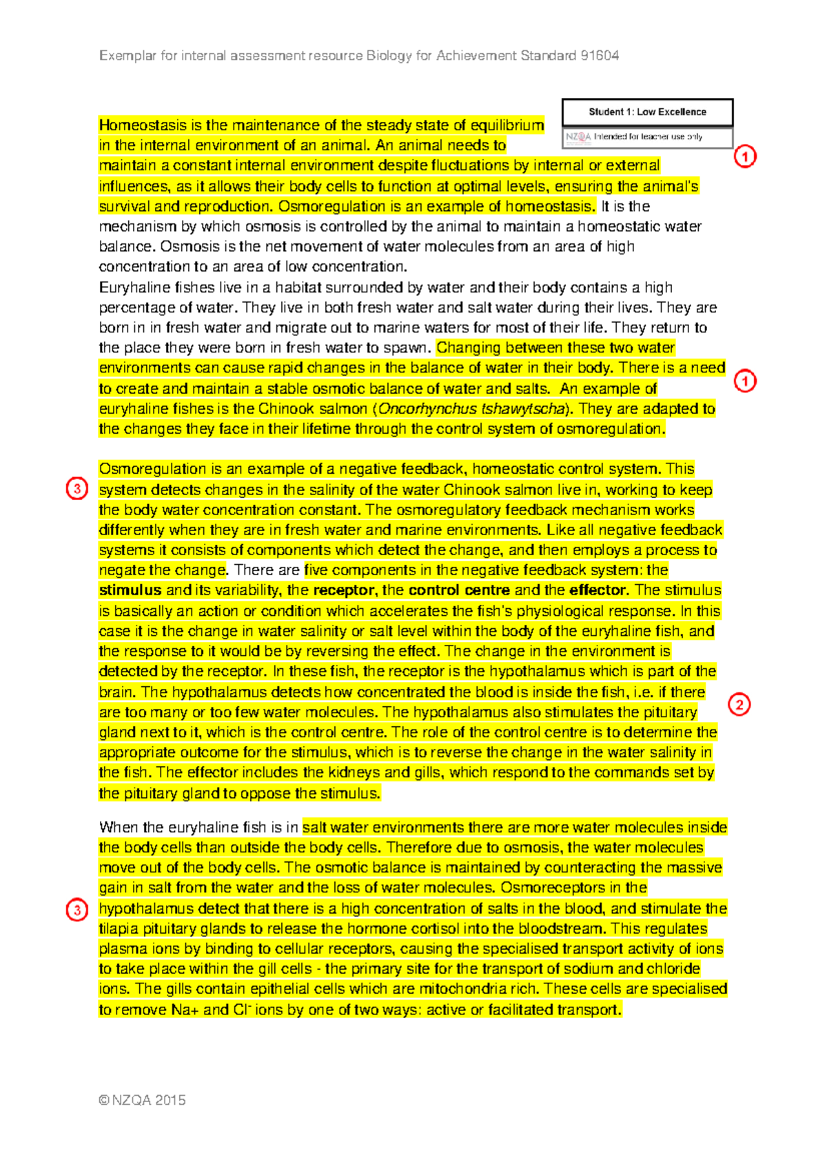 91604 Homeostasis and Osmoregulation in Euryhaline Fishes Exemplar - Studocu