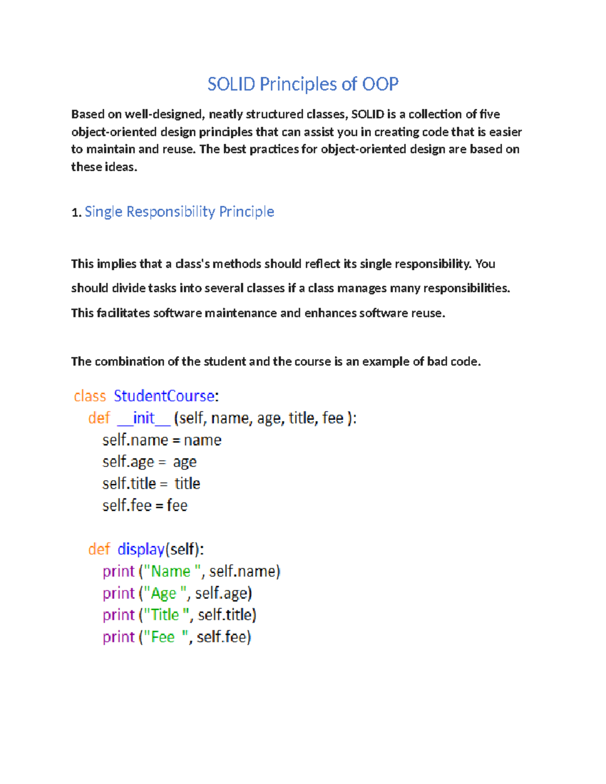 Solid Principles of OOP DONE - SOLID Principles of OOP Based on well ...