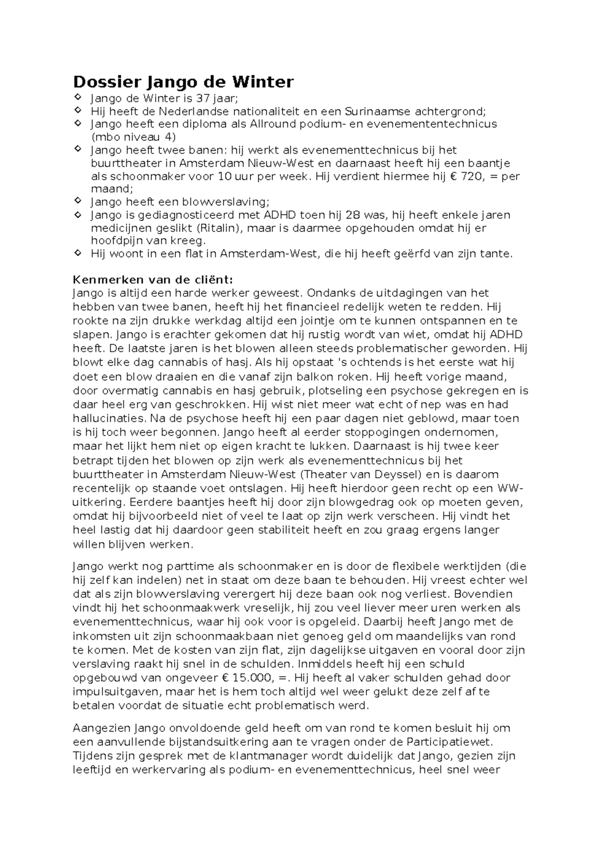 Beroepsproduct sociale zekerheid: Casus Jango de Winter en Antwoorden ...