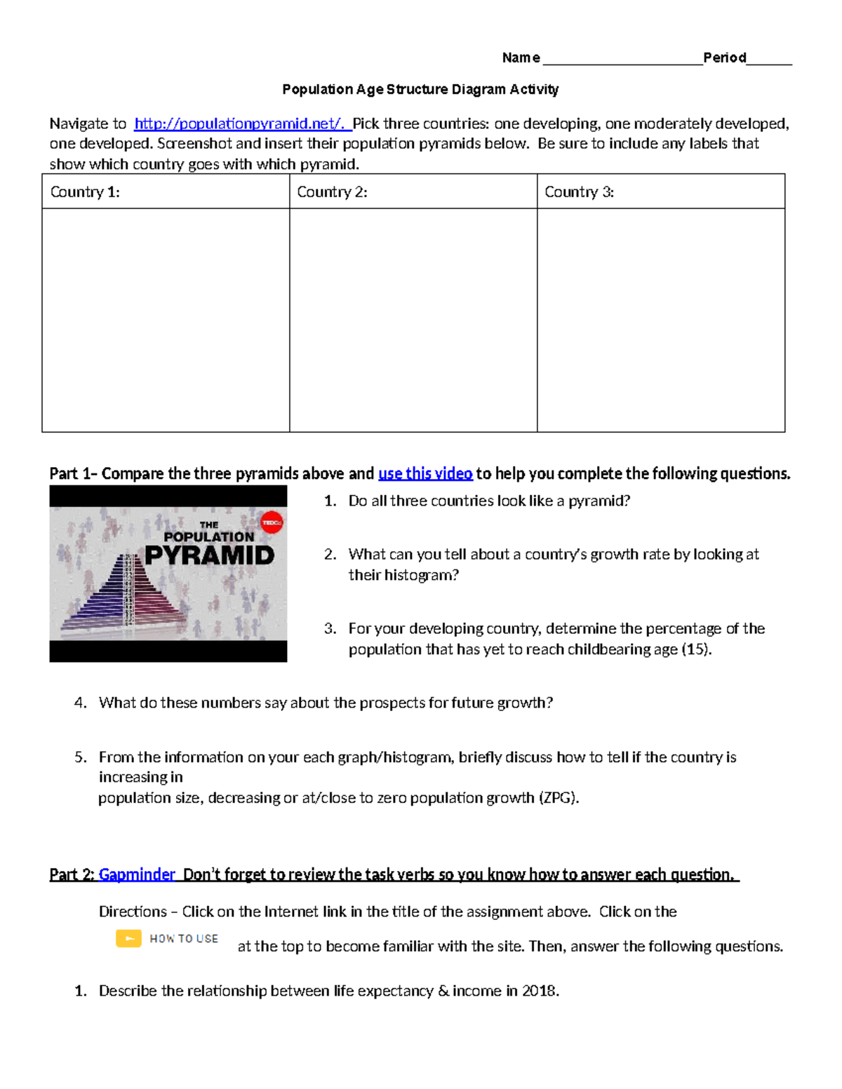 Data Analysis Age Structure Diagrams Answer Key Population I