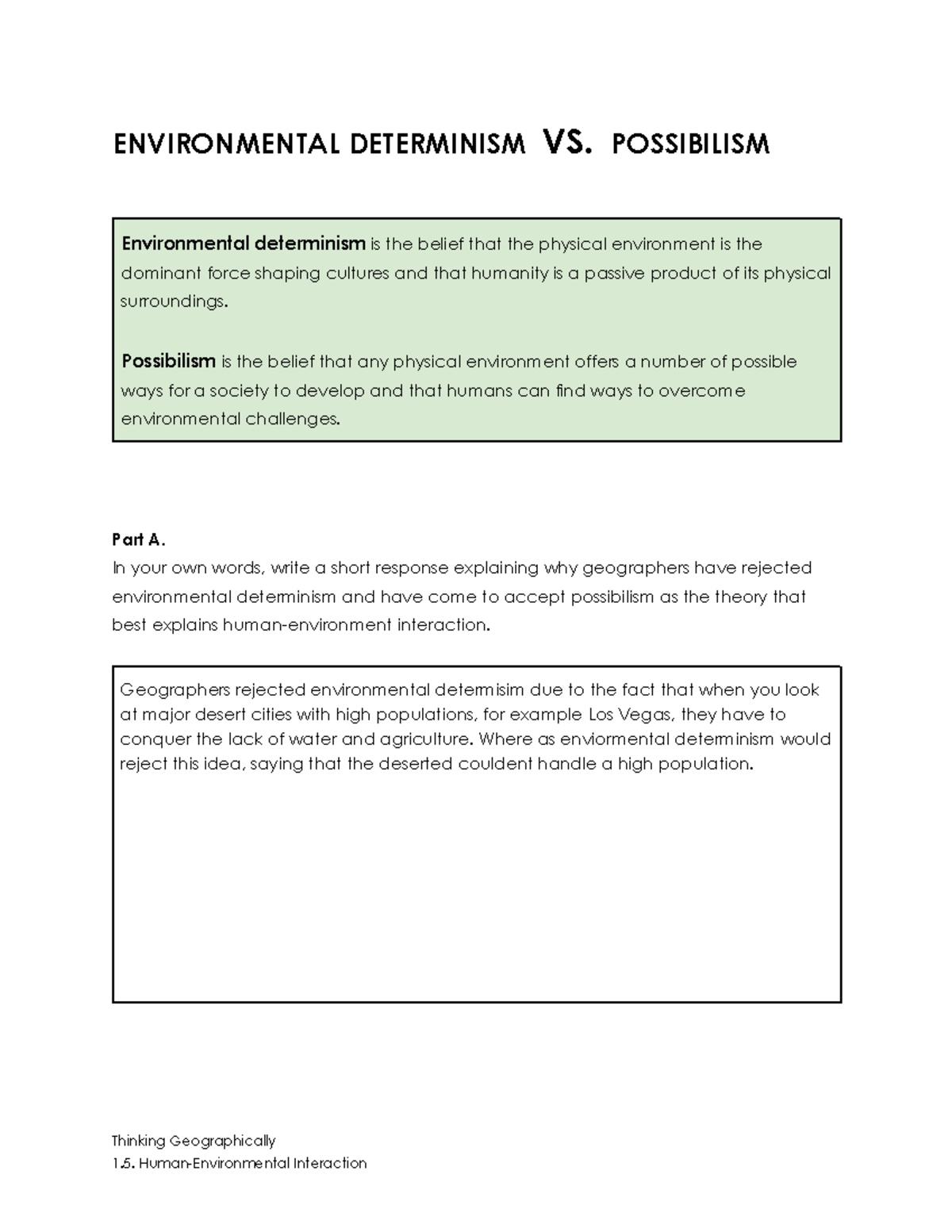 Environmental Determinismvs Possibilism(Module 4)-Thomas J ...