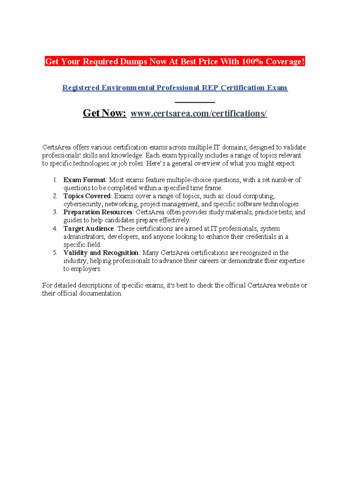 Registered Environmental Professional REP Certification Exam - Get Your ...