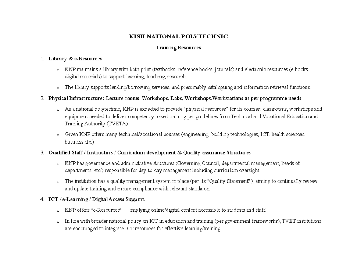 KNP Training Resources Overview and Management Systems - Studocu