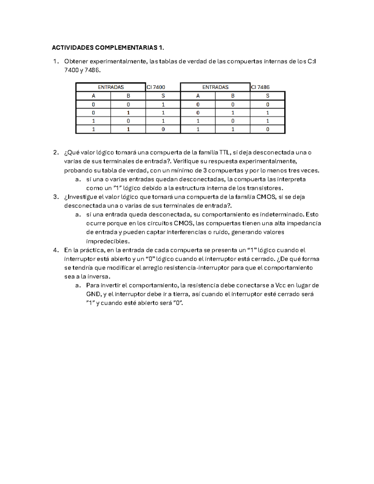 Actividades Complementarias 1 - ACTIVIDADES COMPLEMENTARIAS 1. Obtener experimentalmente, las ...