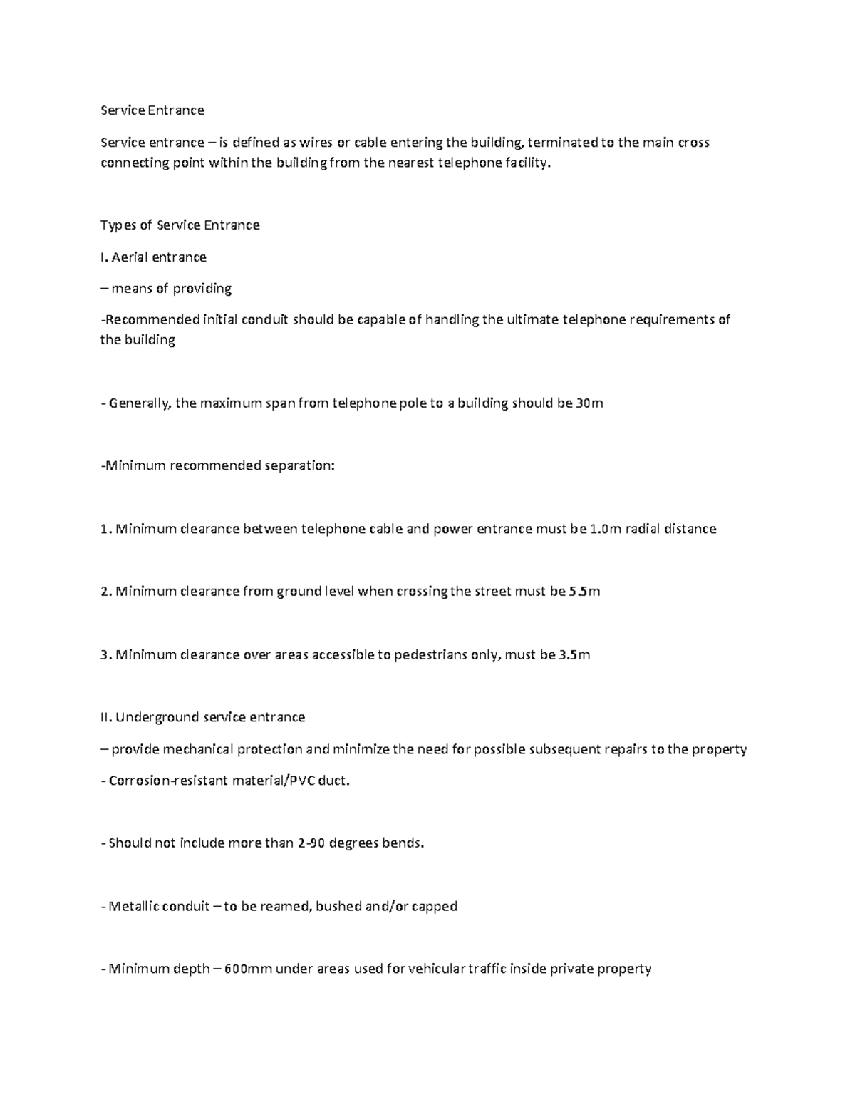 PEC 1-2 Summary - Service Entrance Lecture Notes Overview - Studocu