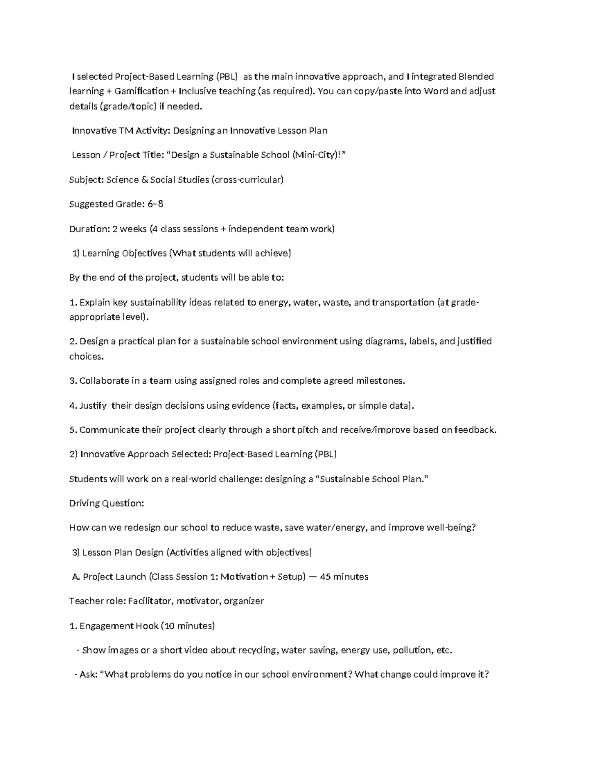 Innovative Lesson Plan Design: PBL & Blended Learning for ...