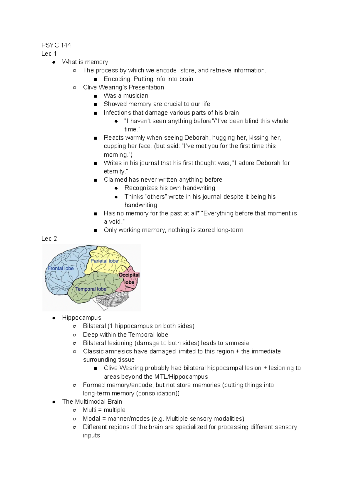 PSYC 144 WEEK 1&2 - Notes for week 1 and 2 - PSYC 144 Lec 1 What is ...