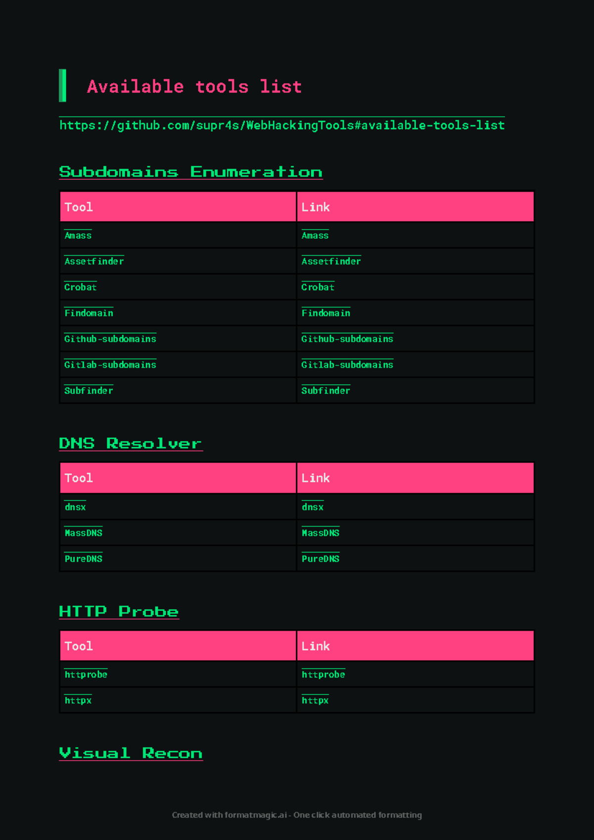 Tools for Subdomain Enumeration and Vulnerability Scanning - Studocu