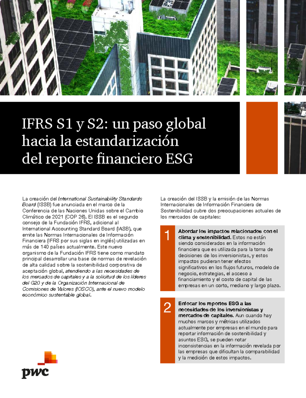 PWC IFRS S1 y S2: Estandarización del Reporte Financiero ESG - Studocu
