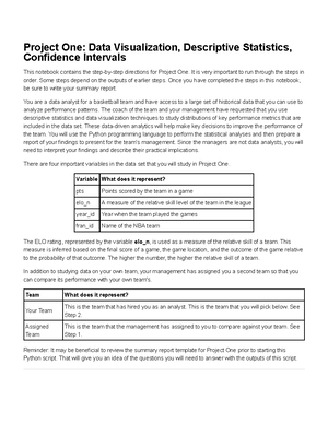 Project one MAT 243 - Project One: Data Visualization, Descriptive Statistics, Confidence ...