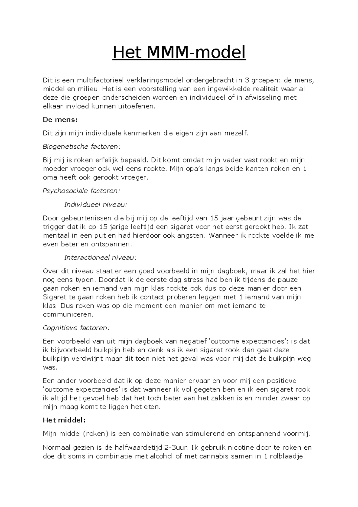 MMM-model - /// - Het MMM-model Dit is een multifactorieel ...