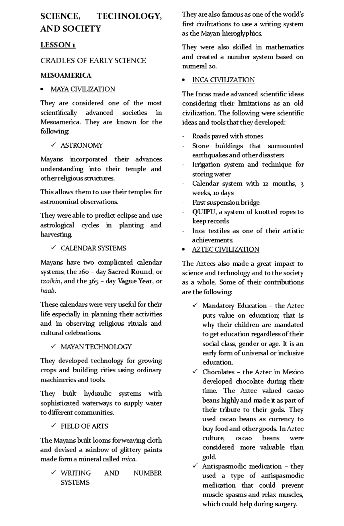 Lesson 1 AND 2 - Notes - SCIENCE, TECHNOLOGY, AND SOCIETY LESSON 1 ...