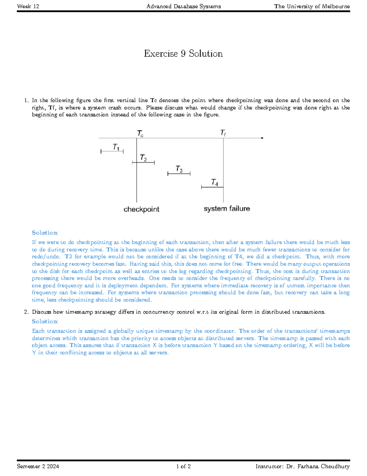 Week12 E9 solution - Week 12 Advanced Database Systems The University ...