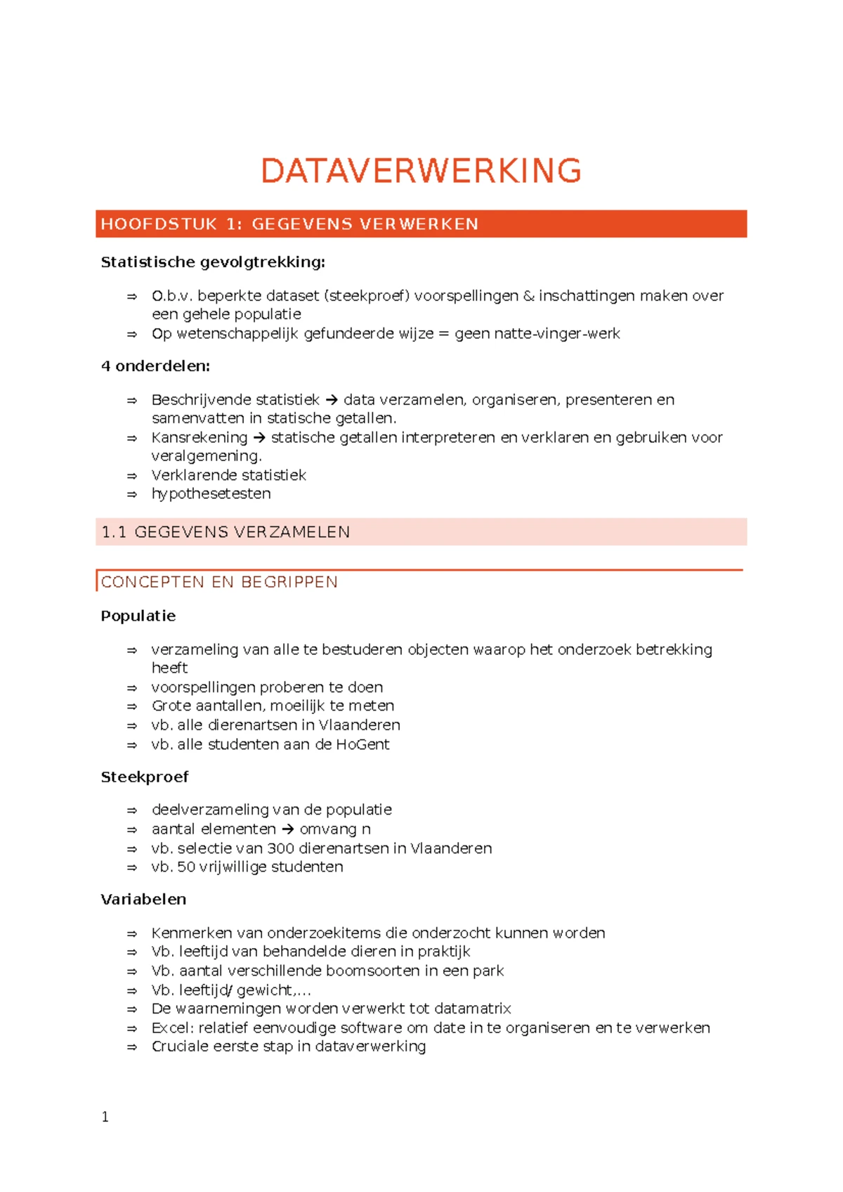 Dataverwerking: Samenvatting Theorie en Formules voor Frequentietabel - Studocu