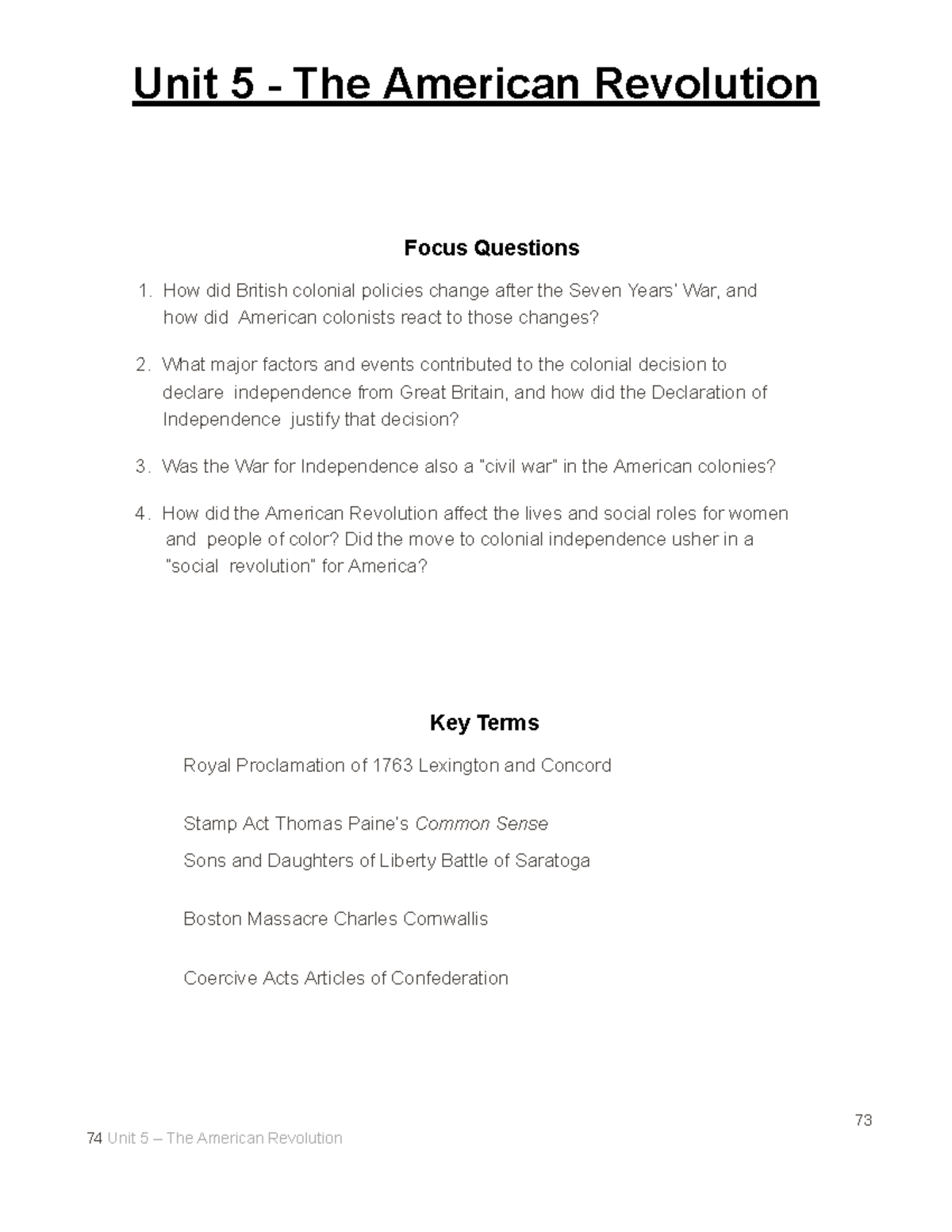 Unit 5: The American Revolution - Key Events, Causes & Social Impact ...