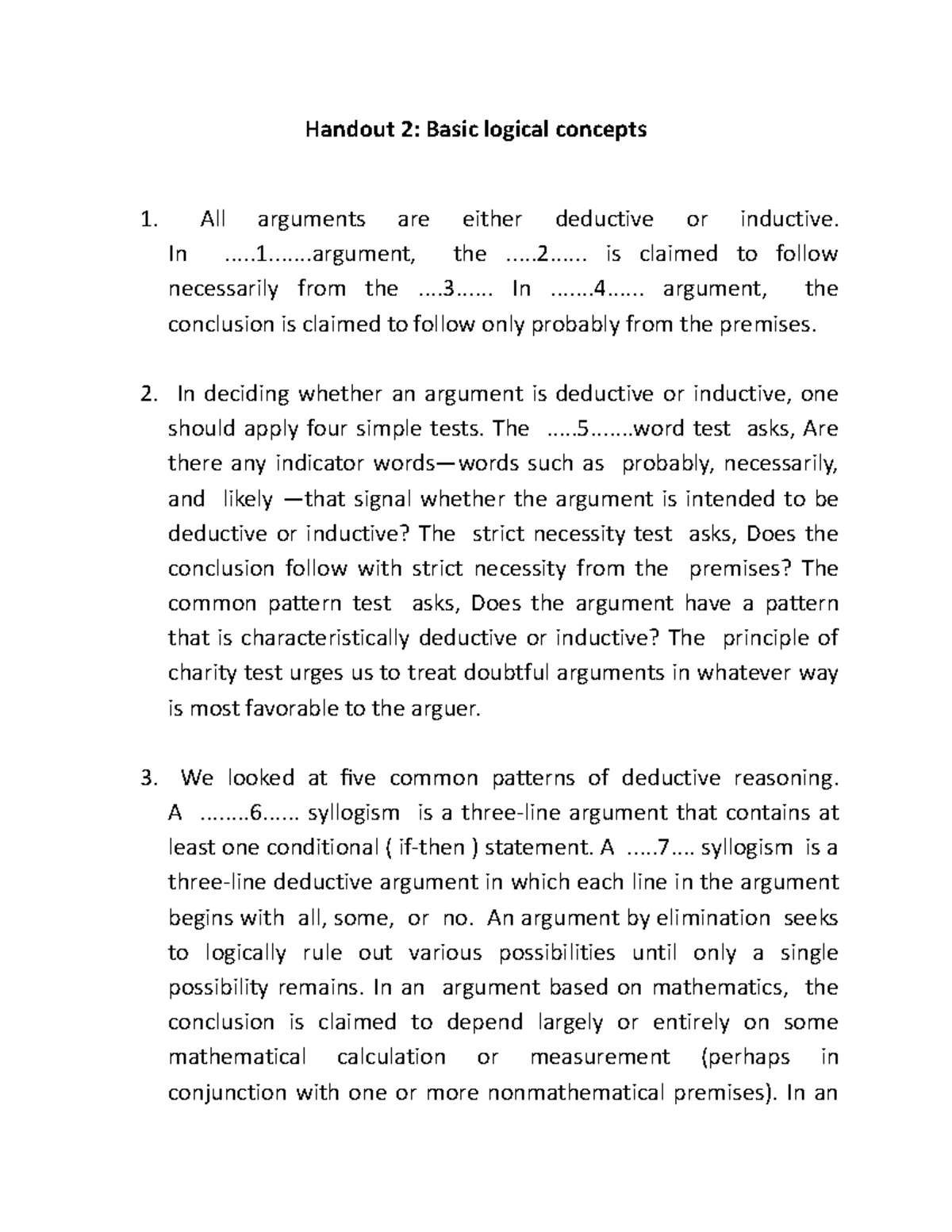 Handout 2 - vh bnm - Handout 2: Basic logical concepts All arguments ...