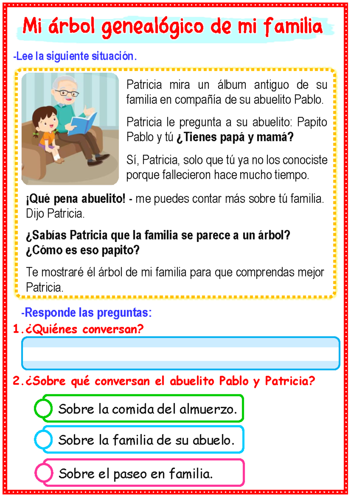 Ficha CÓMO Represento la Historia de Mi Familia (Árbol Genealógico ...