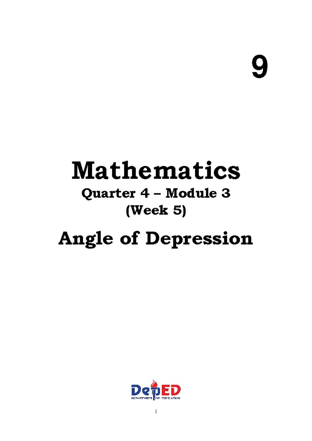 Q4 MATH 3: Angle of Depression Module for Week 5 - Studocu