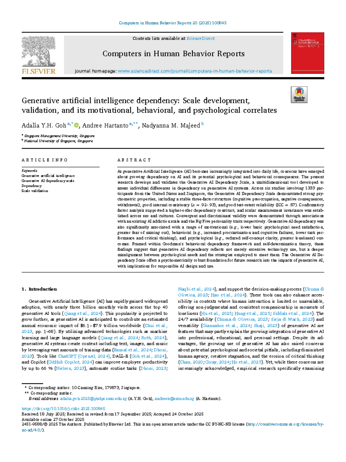 Generative AI Dependency Scale Development: Insights and Implications ...