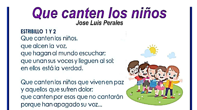 Que canten los niños - Análisis de la Canción ESTRIBILLO 1Y2 - Studocu