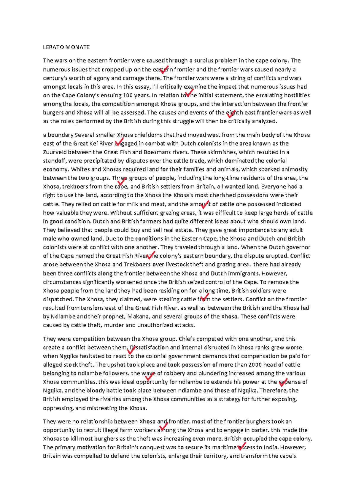 Essay on the Eastern Frontier Wars in the Cape Colony (HIST 201) - Studocu