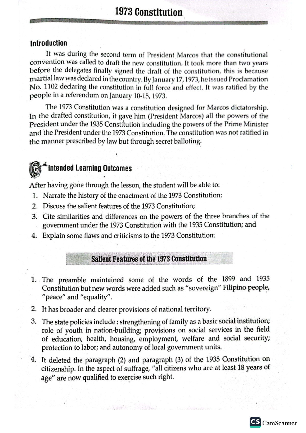 1973 Constitution Analysis - Module HIS-III Summary and Features - Studocu