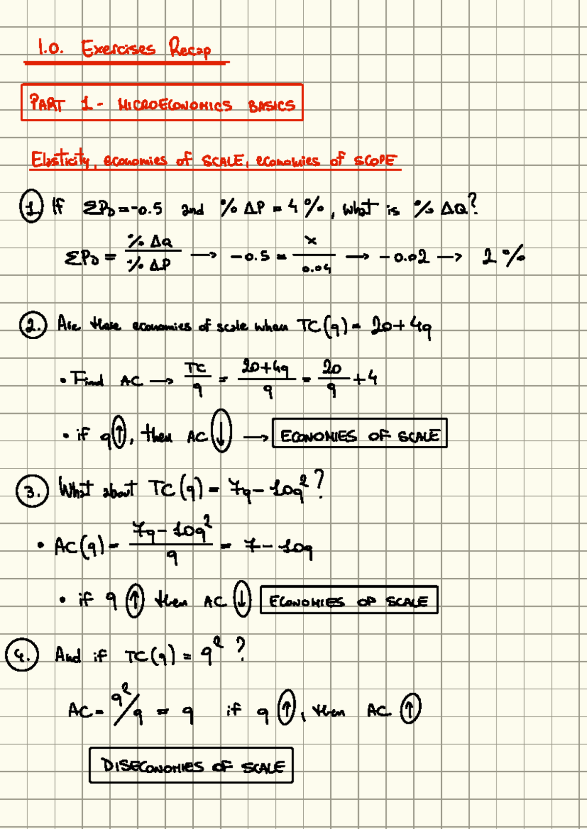 Microeconomics Basics: Elasticity, Scale, and Scope Exercises (EPD 0.5 ...