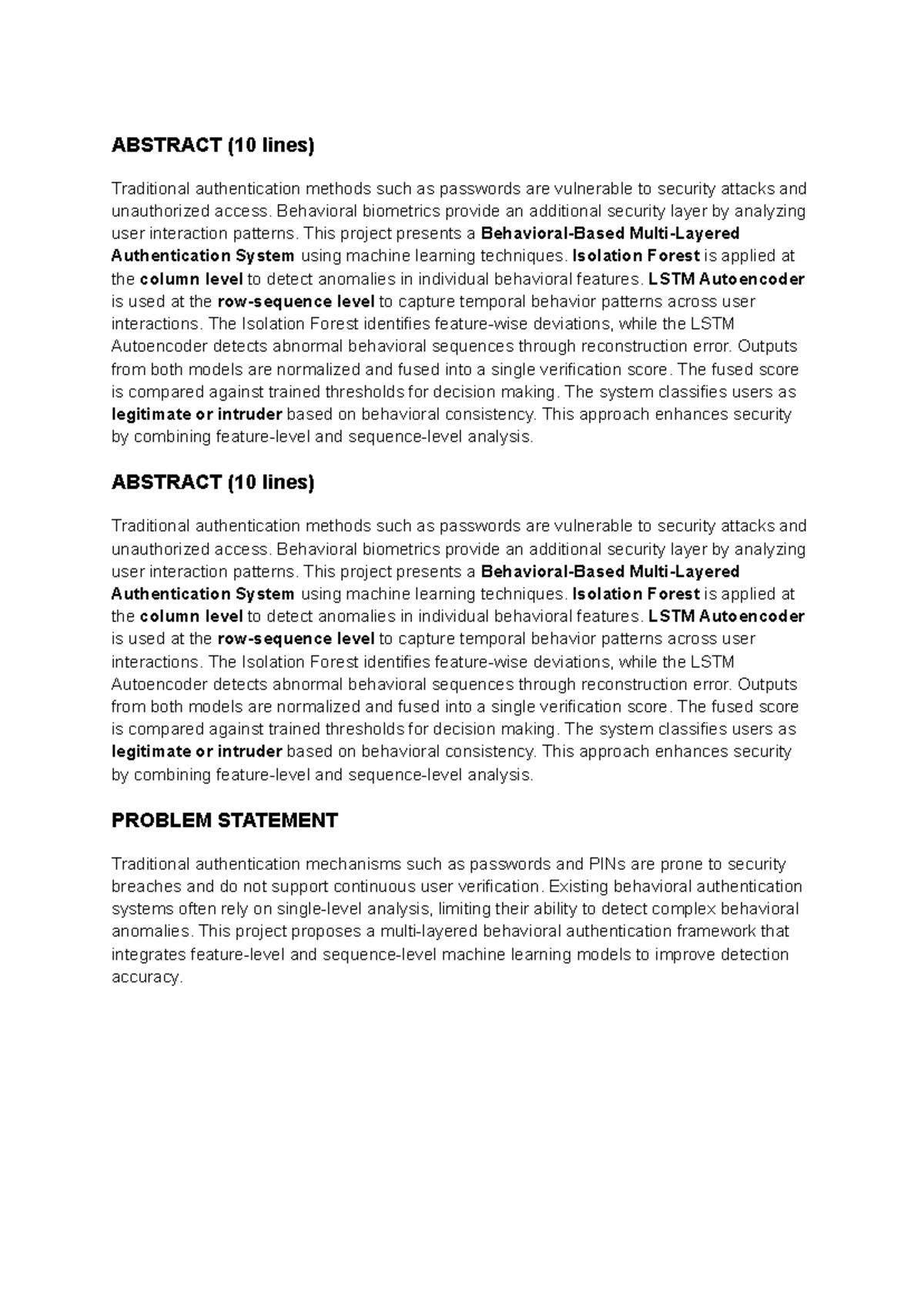 CS 101: Behavioral Authentication System Using ML Techniques - Studocu