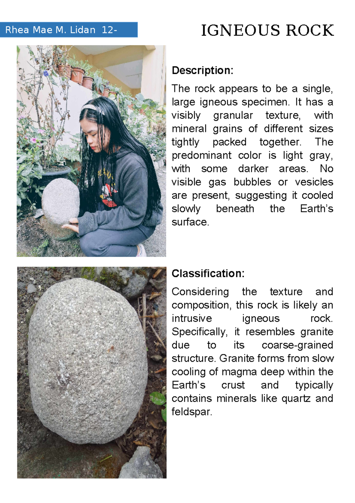 Igneous ROCK - About rock - IGNEOUS ROCK Description: The rock appears ...