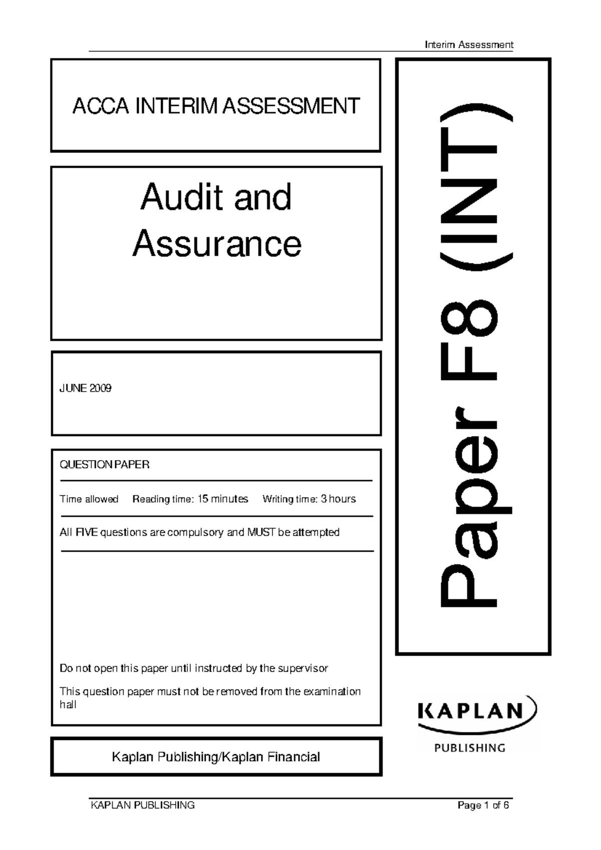 ACCA Noter Answer Paper F8 acca f8 int aa interim assessment questions ...