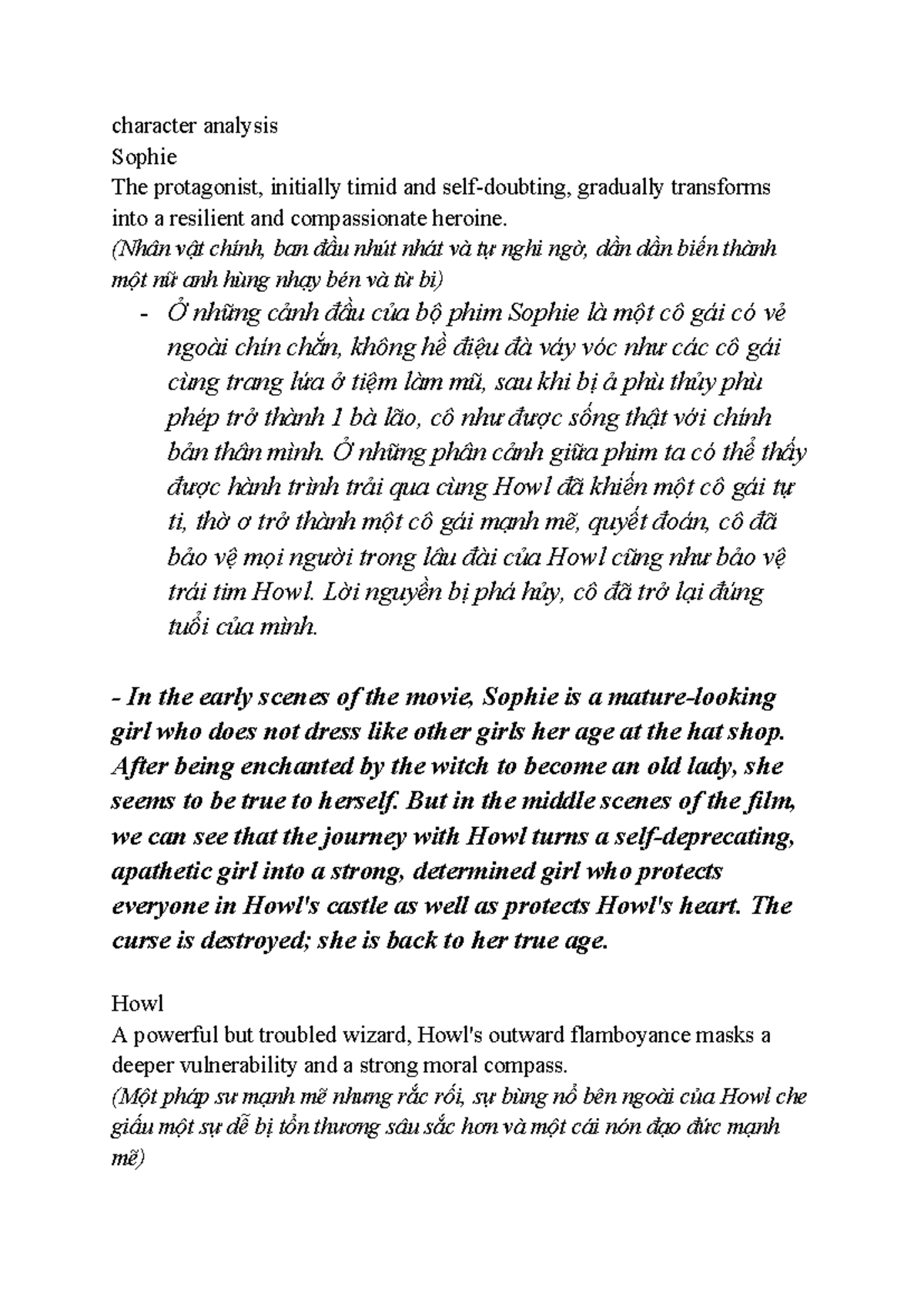 Character Analysis of Sophie, Howl, and Calcifer in "Howl's Moving ...