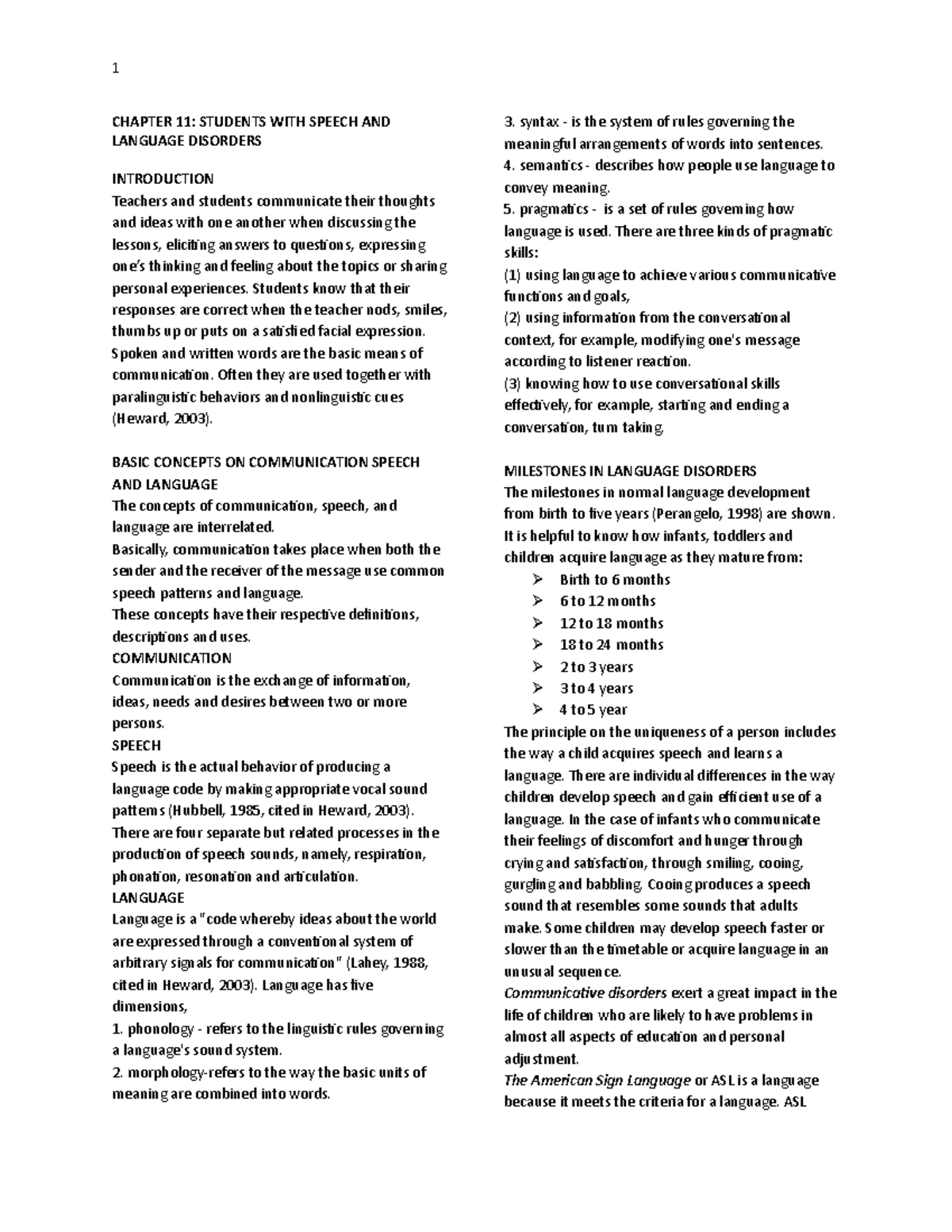 Chapter 11 - Understanding Speech and Language Disorders - Studocu