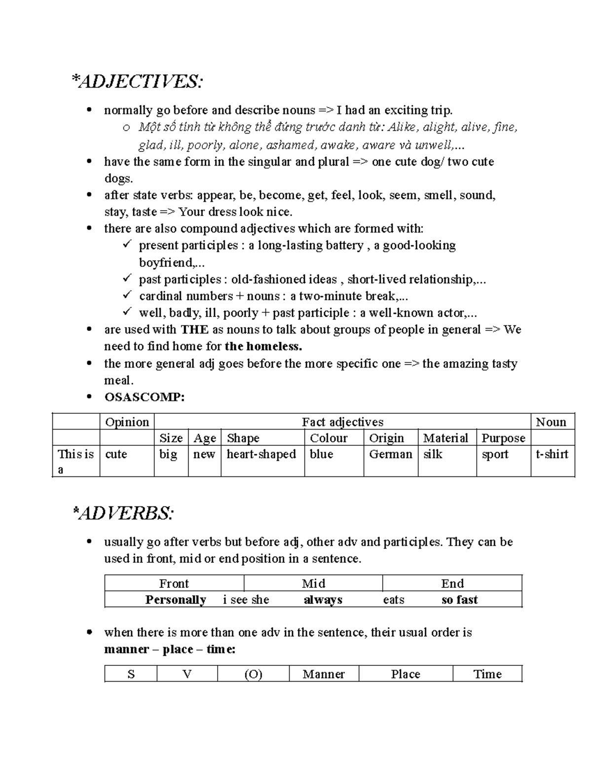 Adj, Adv & Comparisons - Summary for English Pedagogy (ENG 101) - Studocu