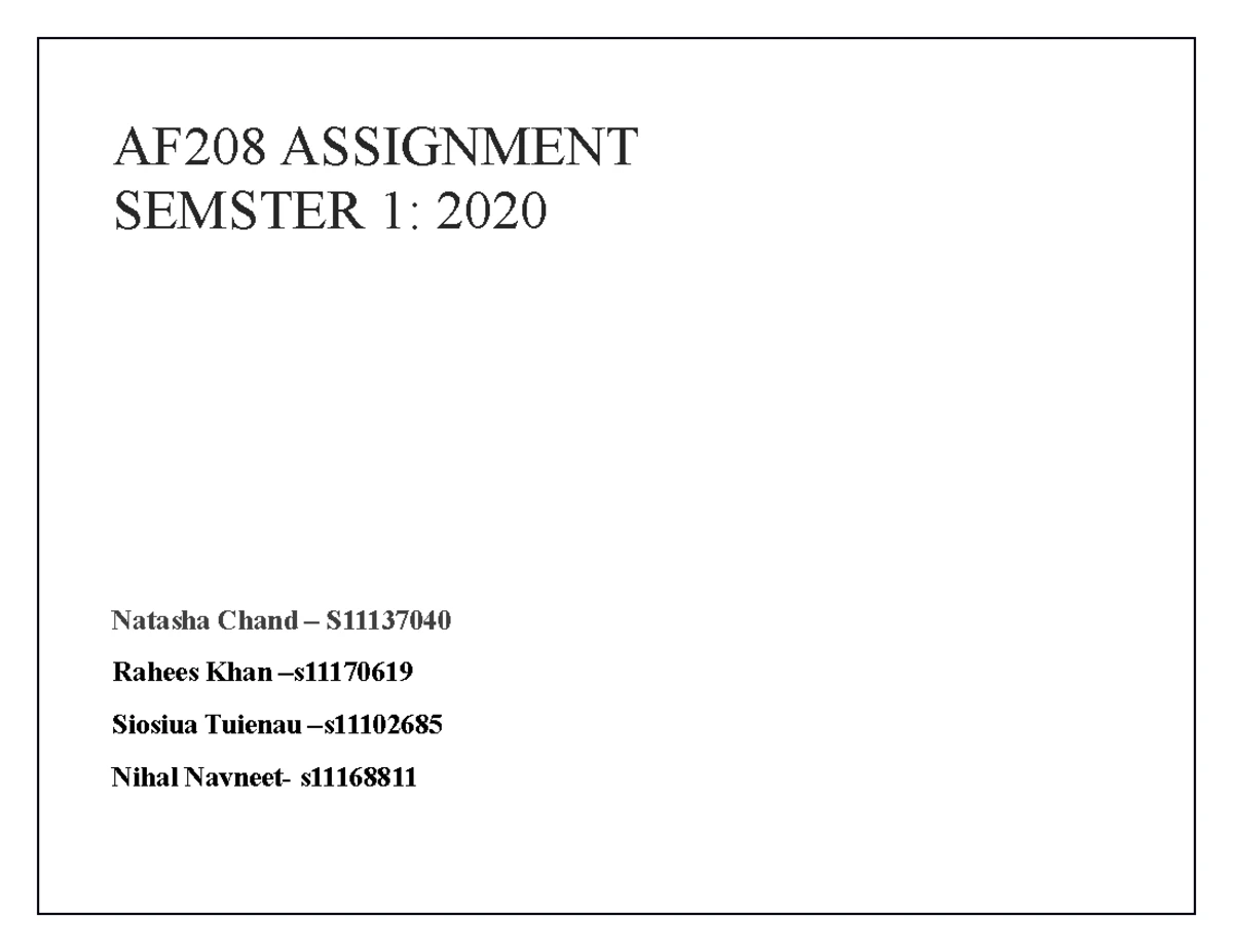 AF208 Financial Management Major Assignment: Analyzing Pacific Green Industries - Studocu