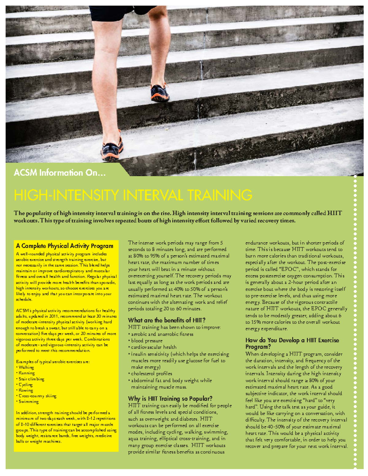ACSM Guide to High-Intensity Interval Training (HIIT) - Studocu