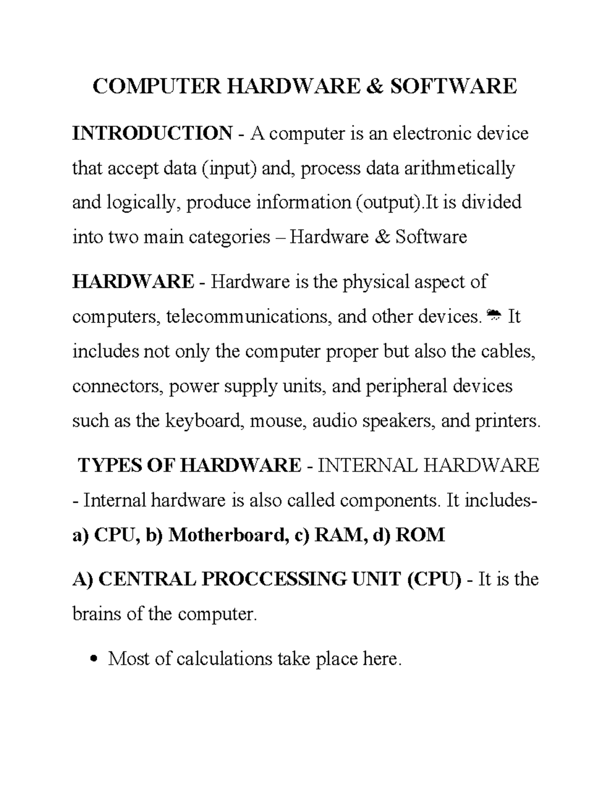 402119753 Computer Hardware Software docx - COMPUTER HARDWARE ...