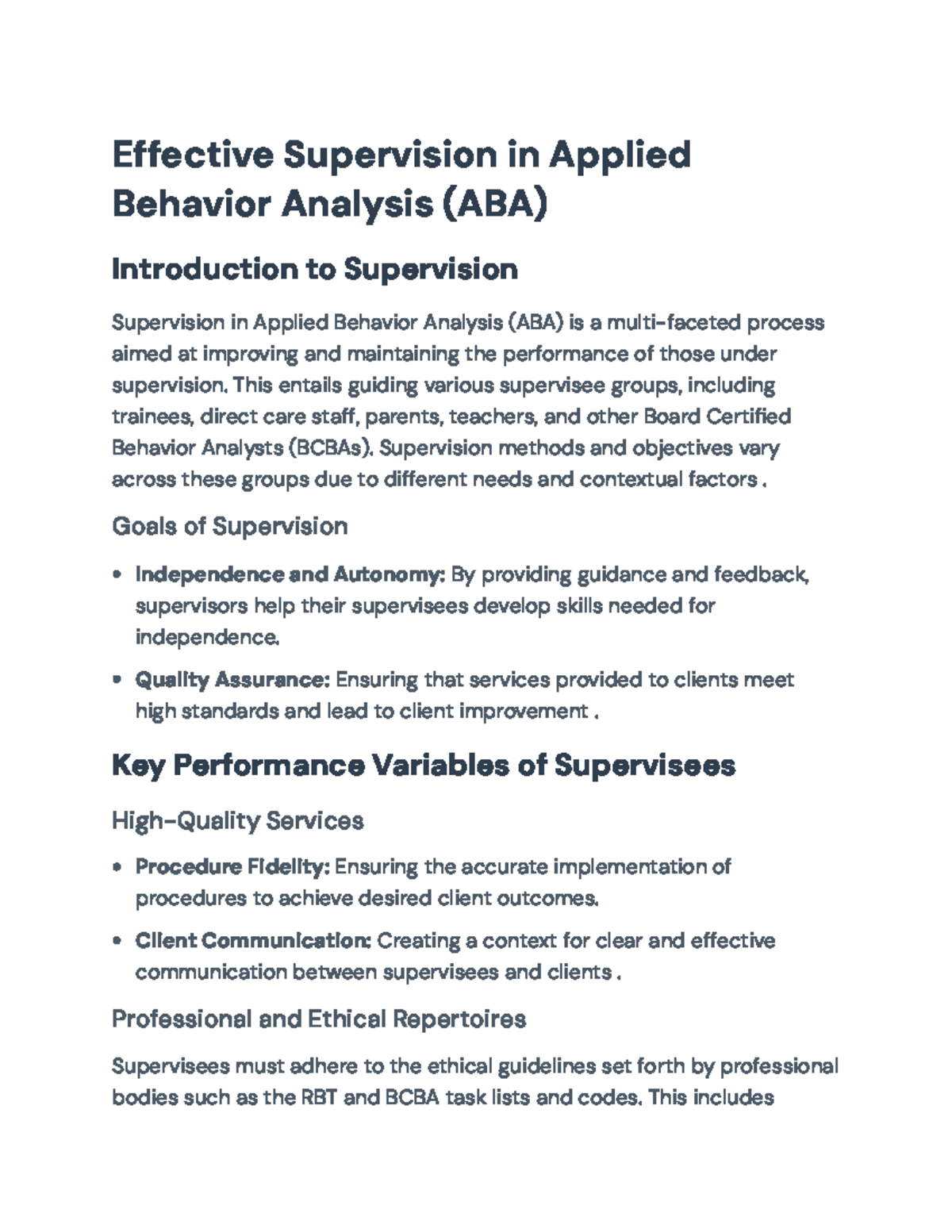 Effective Supervision Practices in ABA: Goals, Strategies, and TI ...