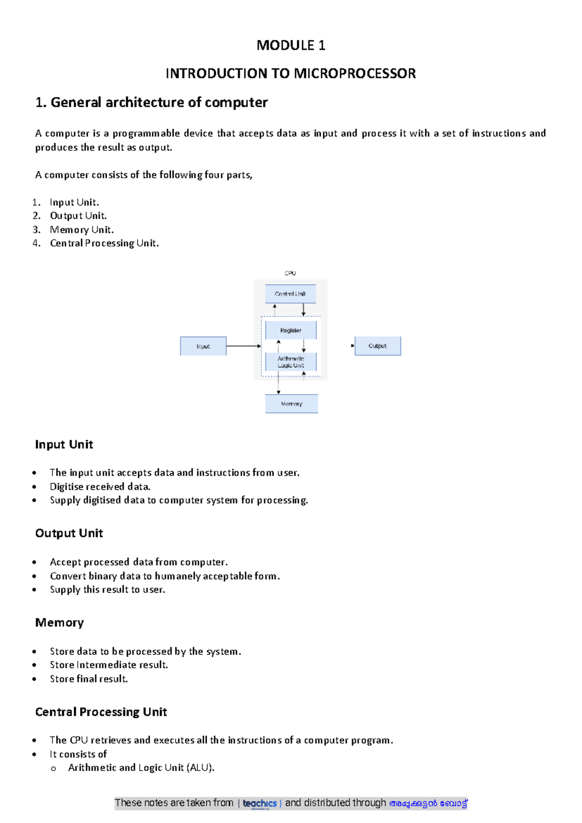 MP Module 1 - notes - MODULE 1 INTRODUCTION TO MICROPROCESSOR 1 ...